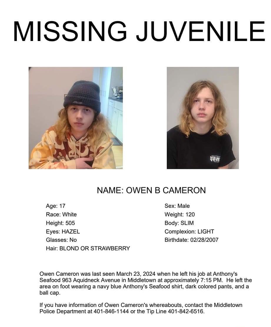 Middletown Police searching for missing 17-year-old Owen Cameron - What ...