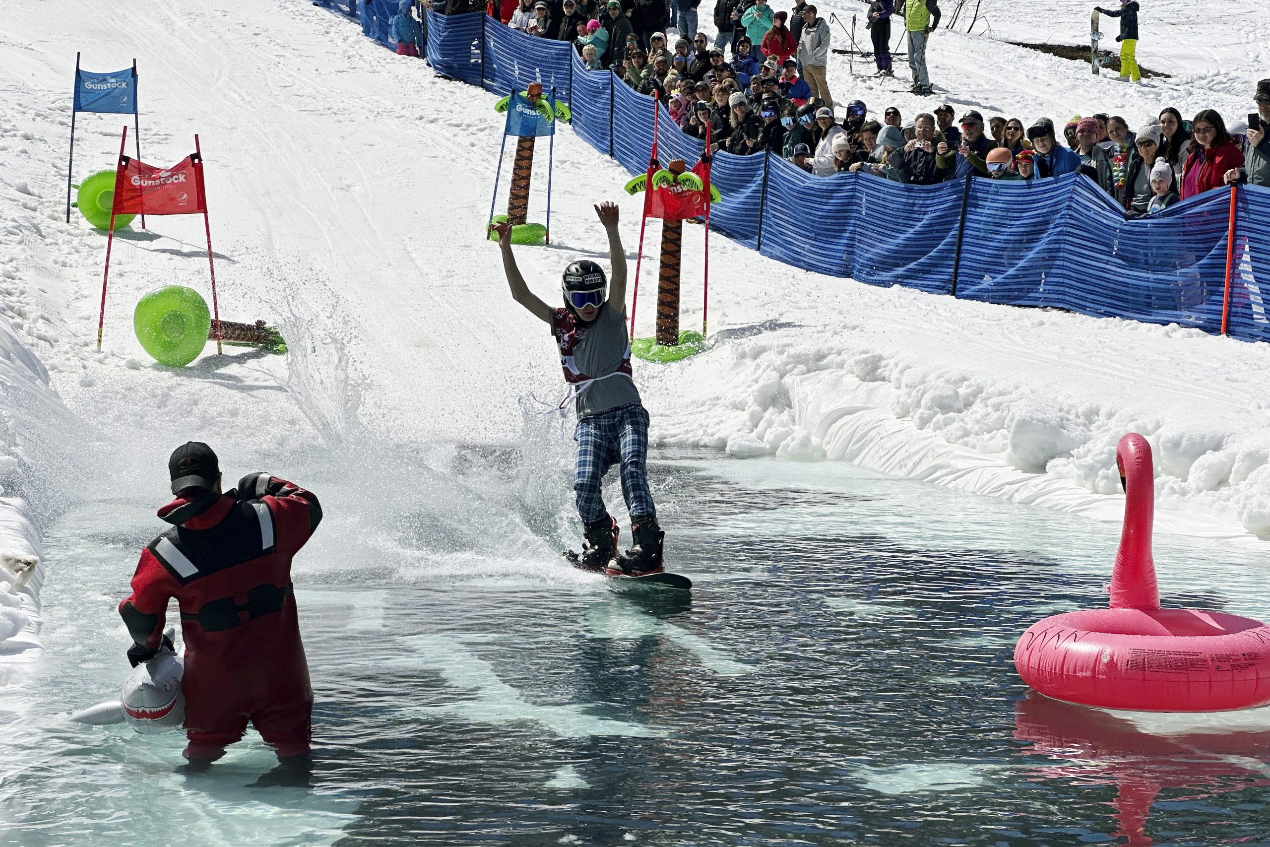 Soar, slide, splash? It’s skiers’ choice as spring’s wacky pond ...