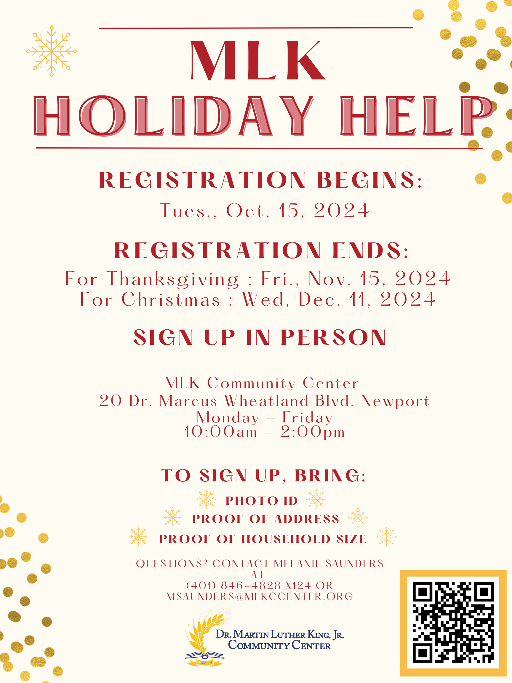 Registration for MLK Center Holiday Help opens on Oct. 15 - What's Up Newp