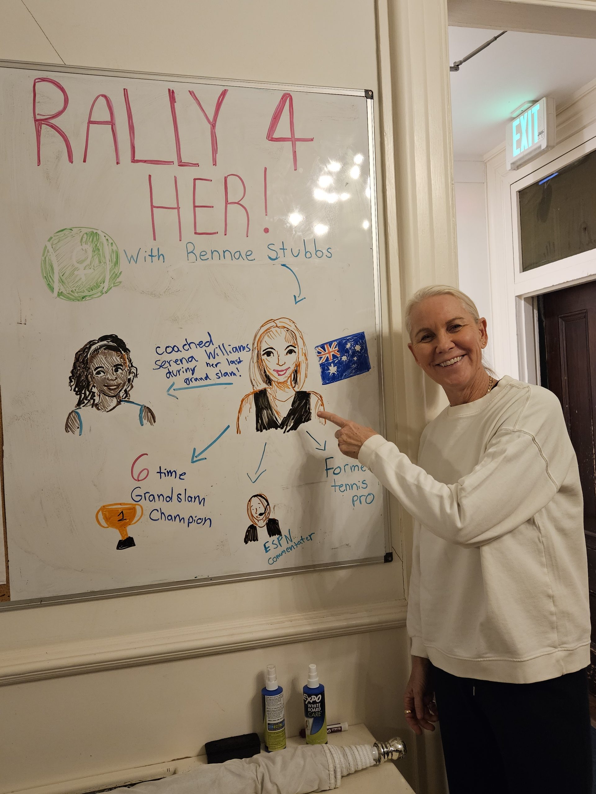 Rennae and poster - What's Up Newp